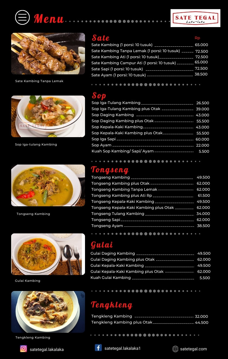 MENU SATE TEGAL LAKA-LAKA - Sate Tegal Laka-laka | Menu Daging Kambing ...