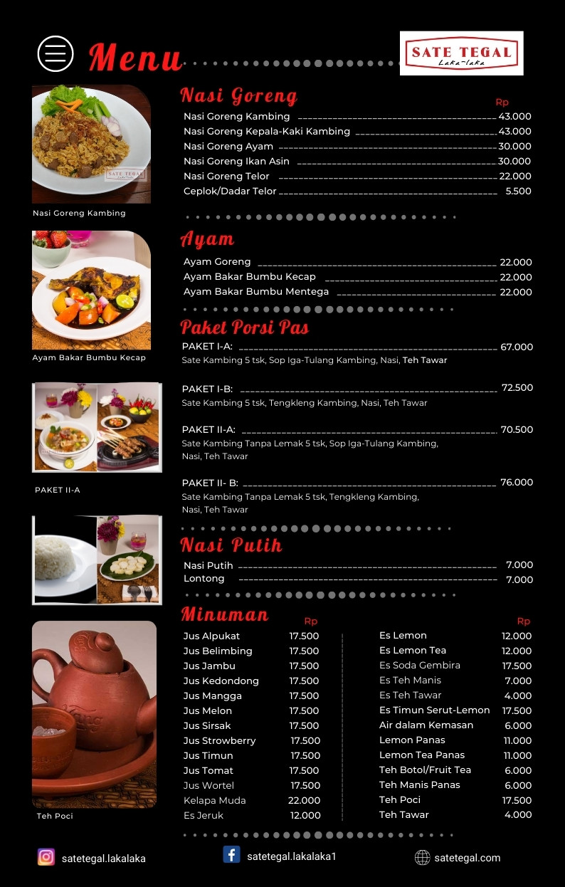 MENU SATE TEGAL LAKA-LAKA - Sate Tegal Laka-laka | Menu Daging Kambing ...